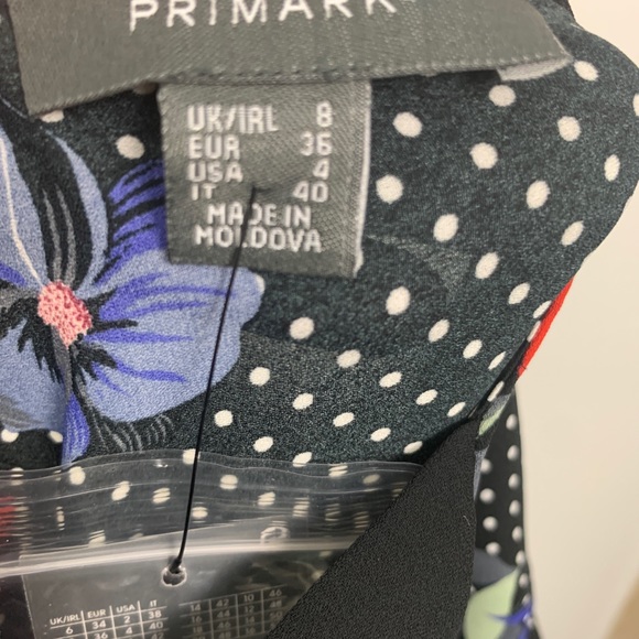 Primark | Tops | Primark Black Blouse Flower And Polka Dots Design ...
